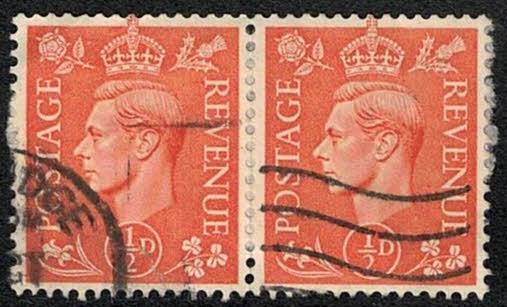 King George VI – 1/2 D - 2 Briefmarken Grossbritannien 1937 (Gebraucht ...