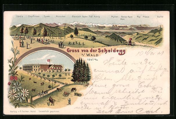 Litho Wald, Gasthaus Scheidegg, Säntis, | Kaufen auf Ricardo