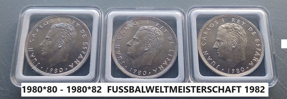 SPANIEN - 25 PESETAS 1975*80 bis 1984, KOMPLETT IN KAPSEL (Neu (gemäss Beschreibung)) in Tobel ...