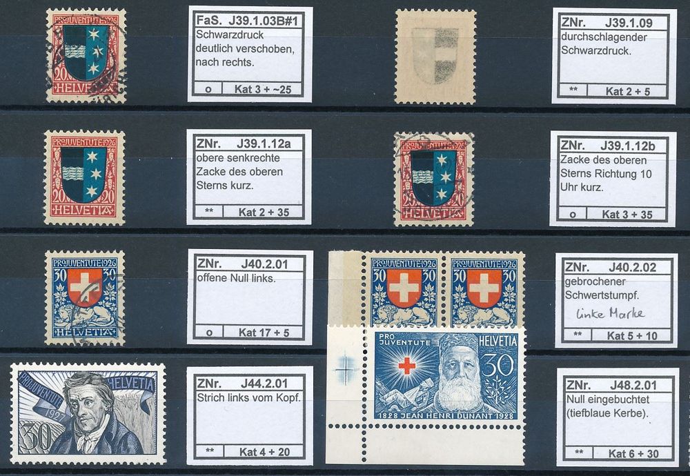 Abarten-Lot ZNr. J39-J48, **/o, Kat210 (Antik) in Hölstein für CHF 7.2 – mit Lieferung auf ...