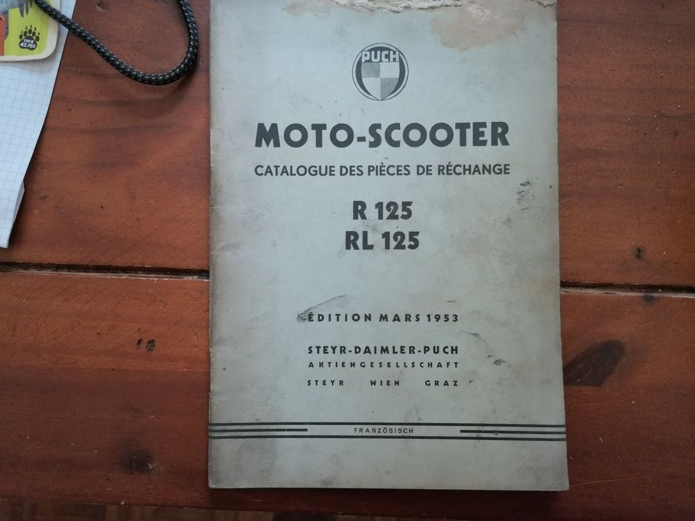 Moto scooter Puch R125 et RL 125 catalogue de pièces 1953 | Kaufen auf ...