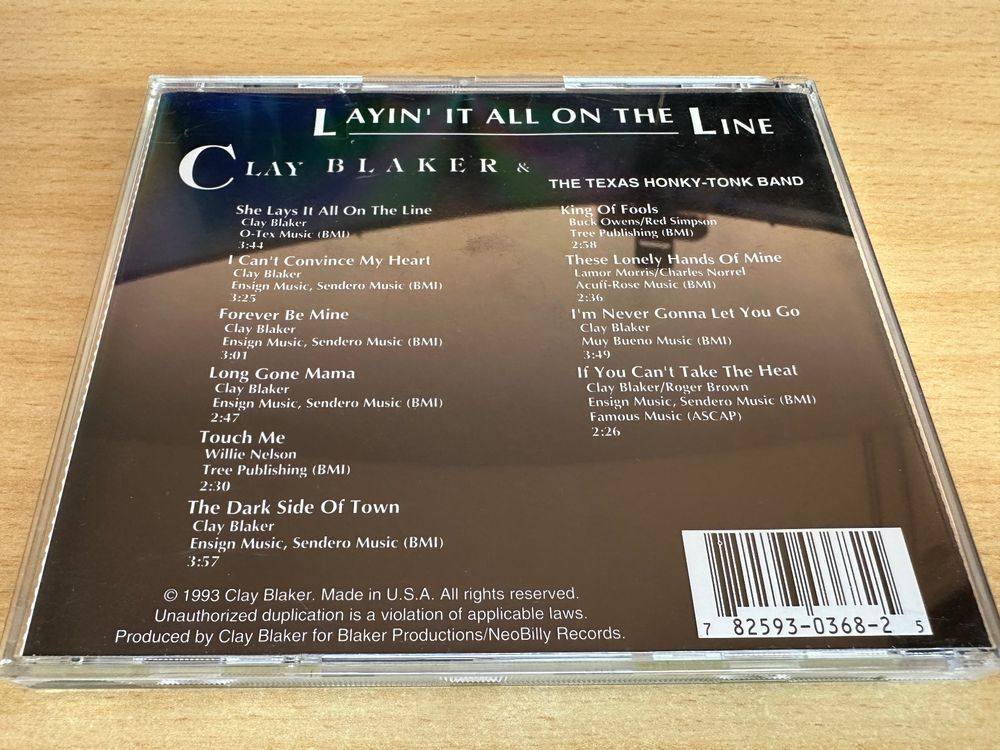 Clay Blaker And The Texas Honky-Tonk Band – Layin' It All On (Gebraucht ...