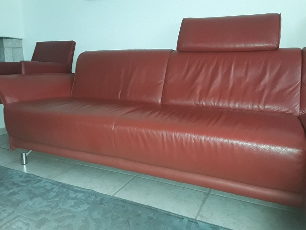 Echtleder Sofa mit Chaiselong | Kaufen auf Ricardo