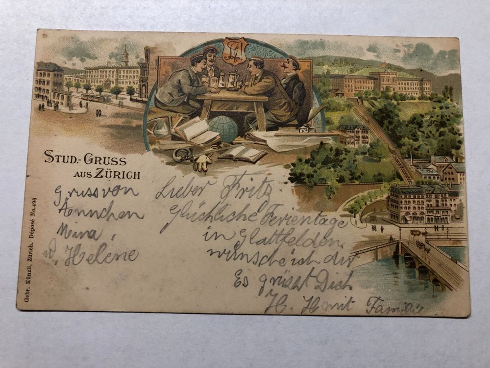 Stud Gruss aus Zürich 1898 LIthokarte (Gebraucht) in Pfäffikon ZH für CHF 15 – mit Lieferung auf ...