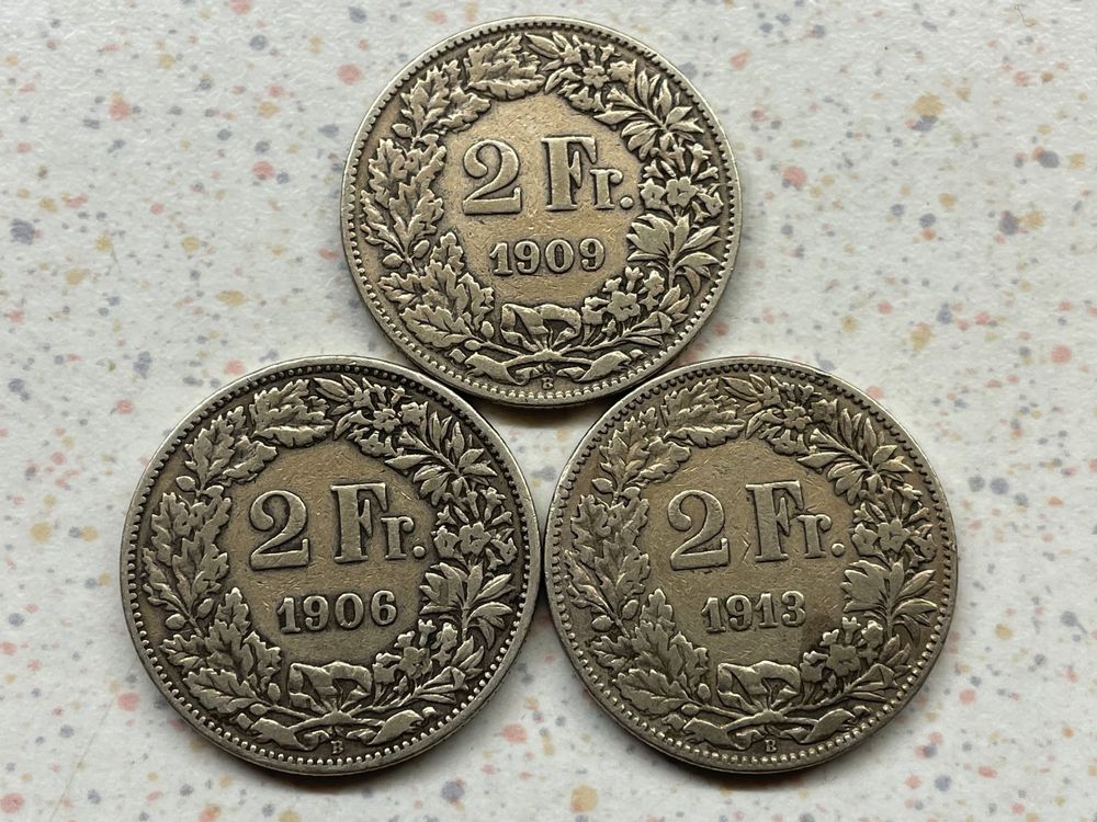 1906 + 1909 + 1913 2 Frankenn 3 seltene Jahrgänge !!!! (Gebraucht) in Winterthur für CHF 19 ...
