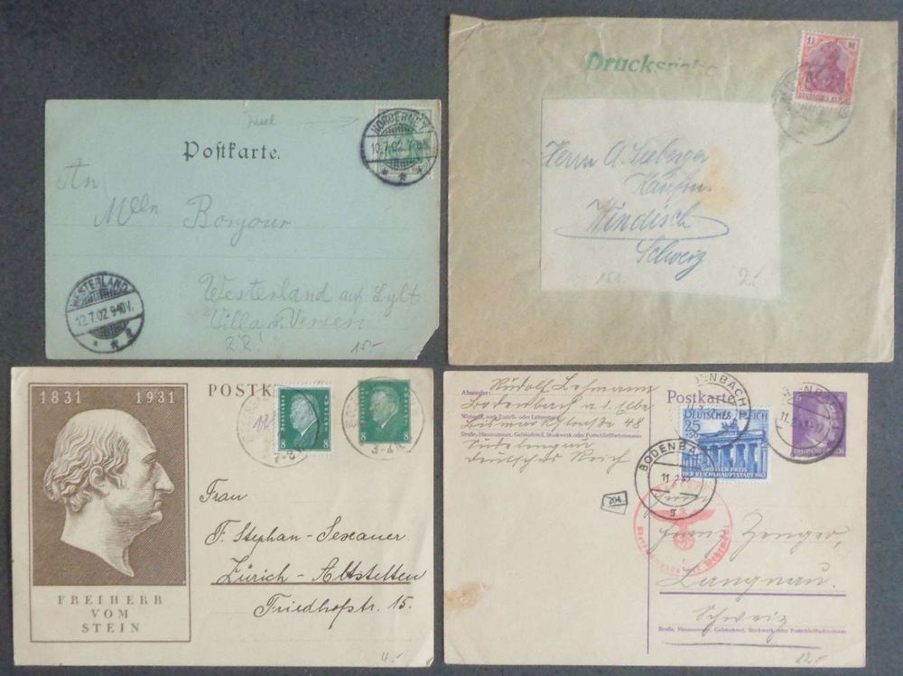 DEUTSCHES REICH: 4 Belege aus 1902–1942, mit zensur. Karte (Gebraucht ...