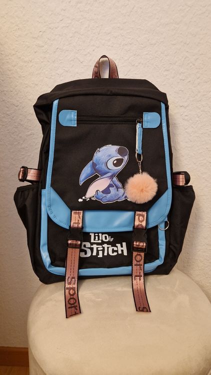 Lilo & Stitch Rucksack, geräumig, schwarz-blau, NEU (Neu und ...