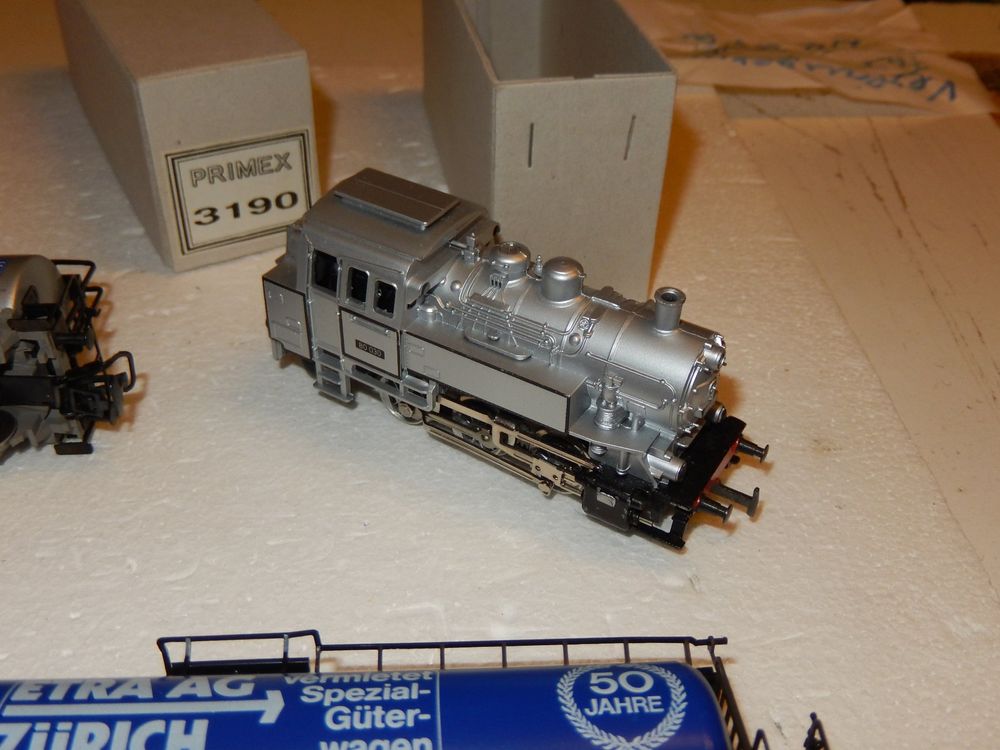 O54 Märklin Primex H0. silber Dampflok 3000er mit 3 Wagen (Neu (gemäss ...