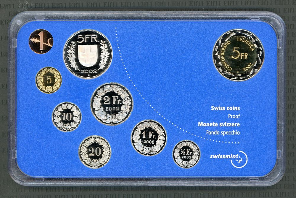 CHF-Münzsatz 2002 PP Jahrgangssatz (Neu und originalverpackt) in Widnau für CHF 68 – mit ...