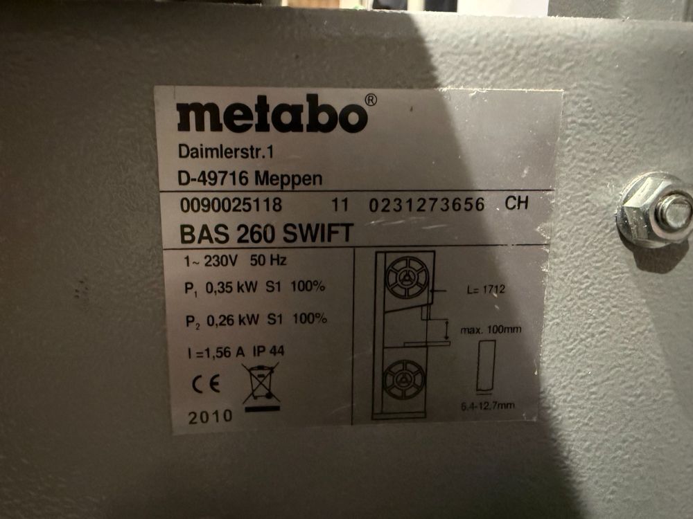 Metabo Bandsäge BAS 260 Swift – Gebraucht (Gebraucht) in Bonstetten für ...