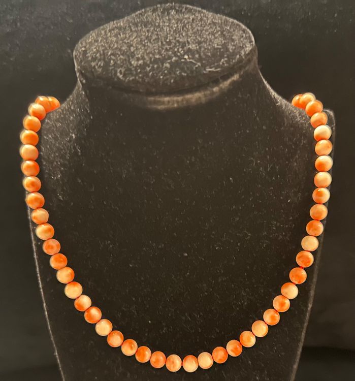 Antike Japanische MOMO Coralle Hallskette mit Silber Verschl | Kaufen ...