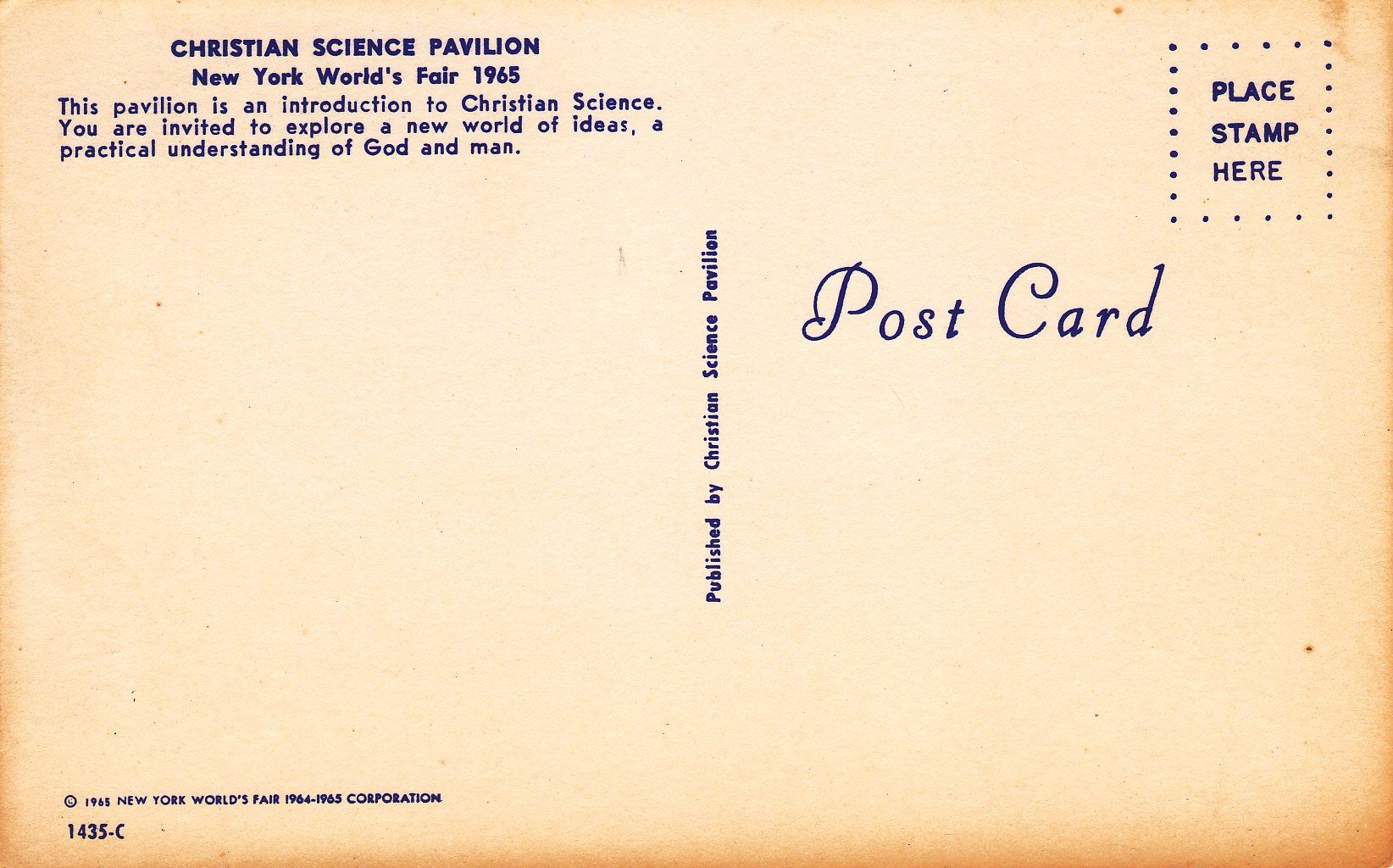 New York Wolrd's Fair 1965 - Christian Science Pavilion /ar (Gebraucht ...