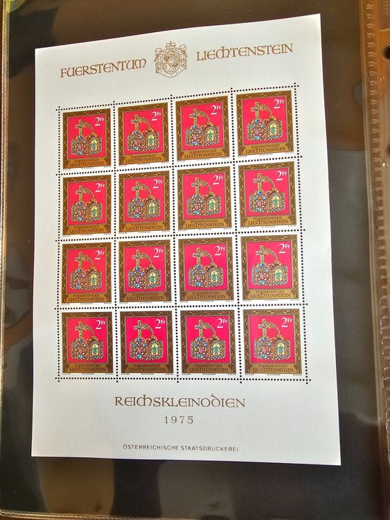LIECHTENSTEIN 1975 REICHSKLEINODIEN ** KL.BOGEN (Neu (gemäss Beschreibung)) in Dintikon für CHF ...