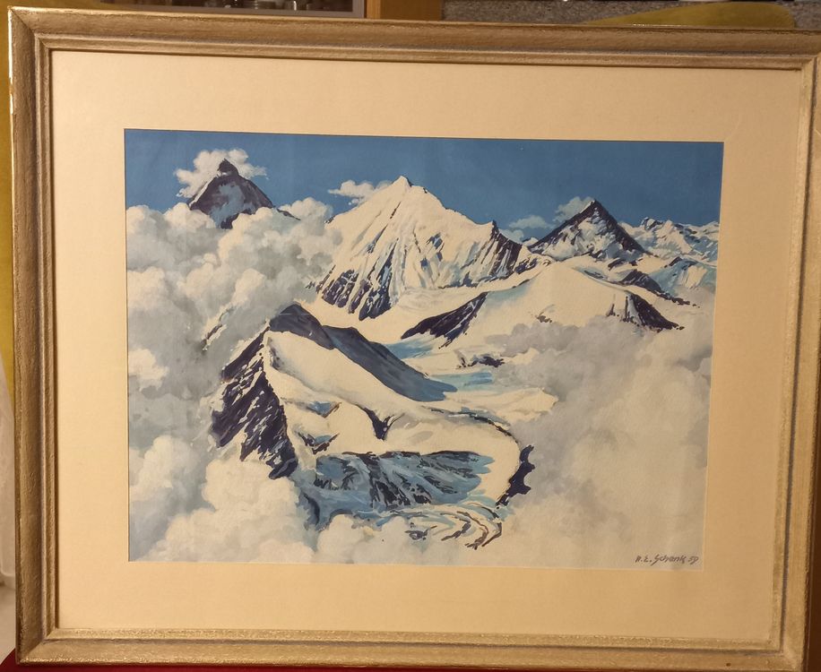 Aquarell H.E. Schenk "Gebirgslandschaft" gerahmt, 1958 (Gebraucht) in Wynigen für CHF 70 – nur ...