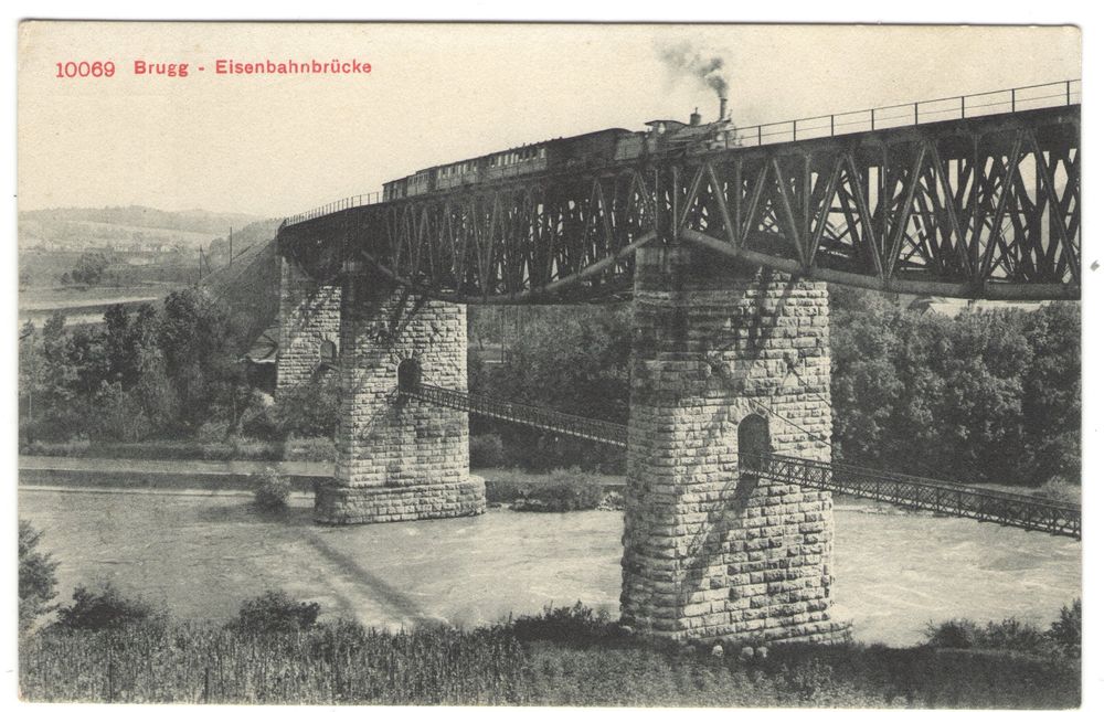 Ansichtskarte Brugg - Eisenbahnbrücke (mit Dampfzug) (Gebraucht) in Kerns für CHF 4 – mit ...