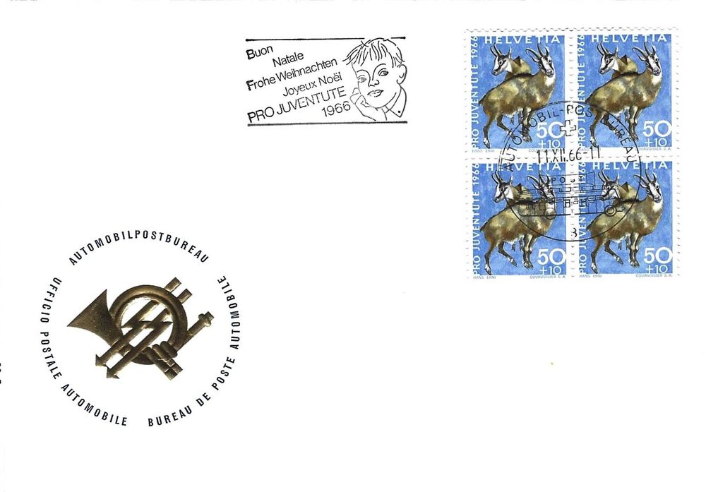 FDC Pro Juventute Viererblock 1966 | Kaufen auf Ricardo