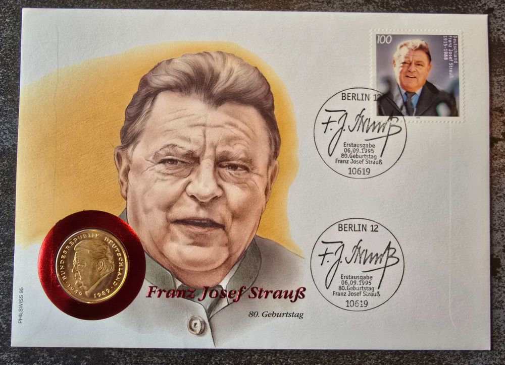 Franz Josef Strauss: Brief mit Vergoldeter Medaille (Gebraucht) in ...
