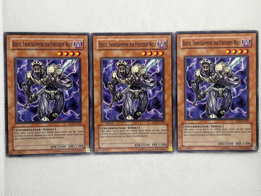 Yu-Gi-Oh! 3x Karte: Beiige, Frontkämpfer der Finsteren Welt (Gebraucht ...