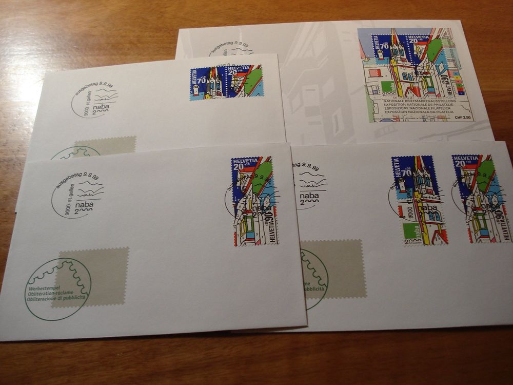 FDC 1999, Block NABA St Gallen, Block + Paare, 4 Belege (Gebraucht) in ...