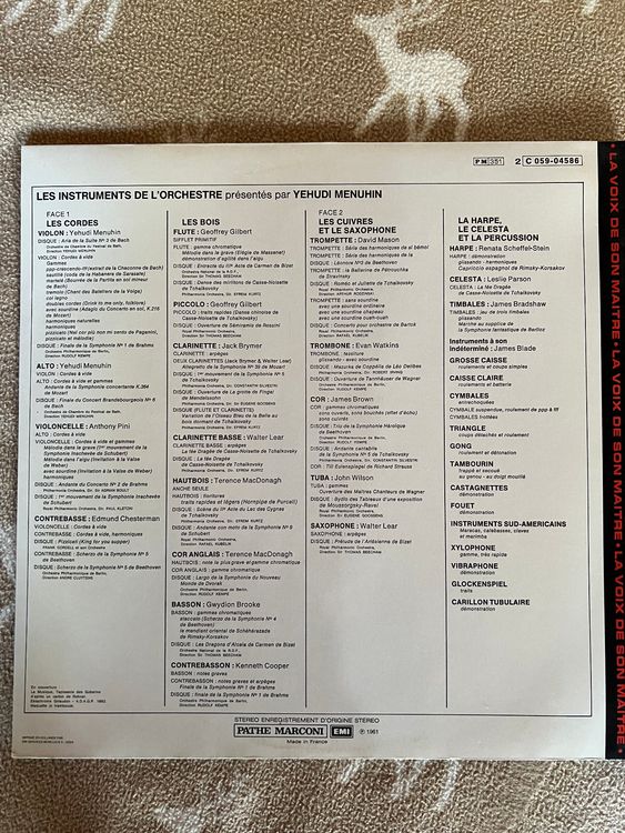 Les Instruments de l'Orchestre-Yehudi Menuhin-Vinyle 🎶🎵🎼 (D'occasion) à ...
