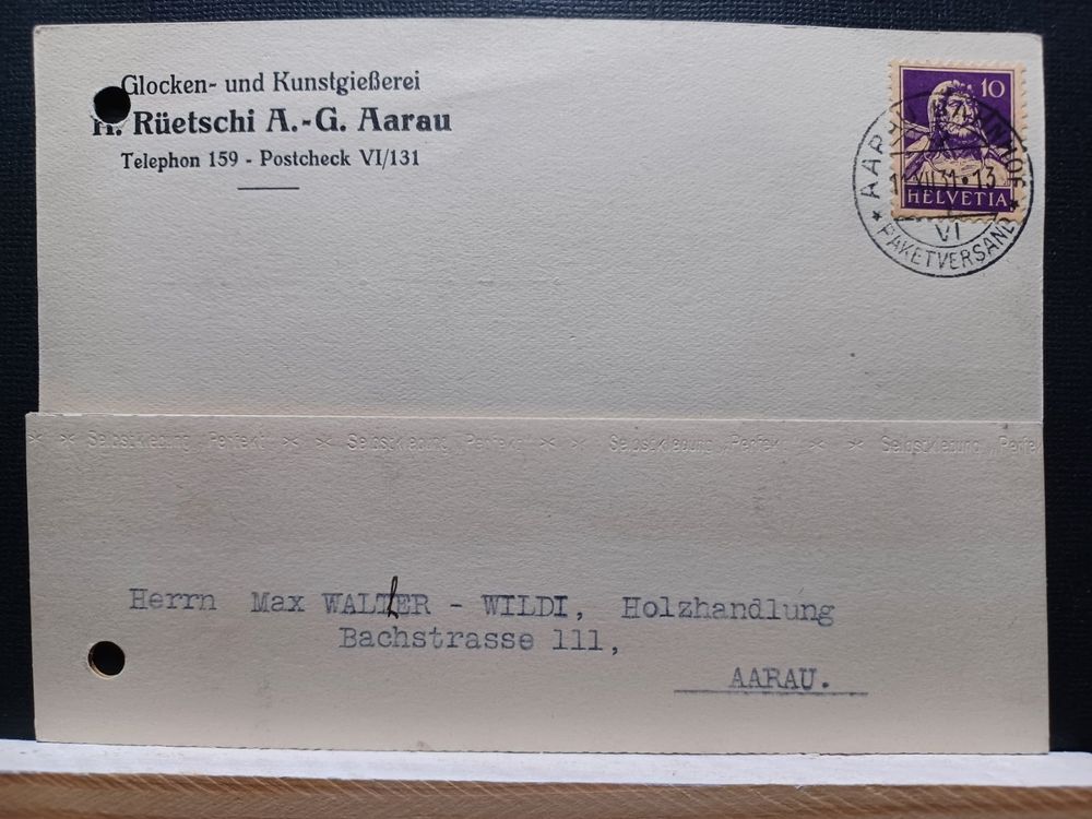 GLOCKEN-UND KUNSTGIESSEREI / H.RÜETSCHI, AARAU, 1931 (Gebraucht) in Aarau Rohr für CHF 3 – mit ...