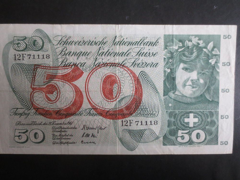 CH: schöne 50 Frankennote 21.12.1961 (Gebraucht) in Wittenbach für CHF ...