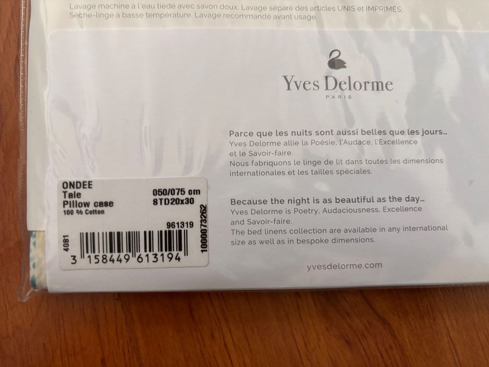 Yves Delorme - luxueuse taie d'oreiller NEUVE, coton 100% (Neuf avec ...
