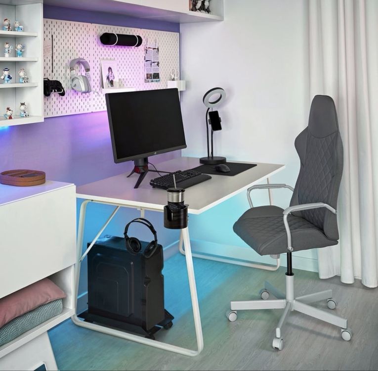 Gaming-Tisch/Pult, weiss, 140x80cm, Top Zustand! (Neu (gemäss ...
