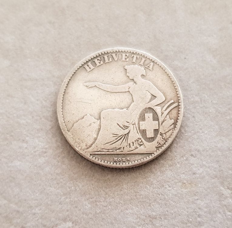 2 Franken Schweiz 1860 sitzende Helvetia (Gebraucht) in Oberbüren für CHF 32 – mit Lieferung auf ...