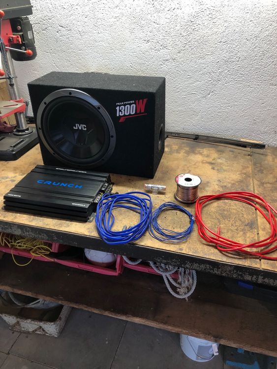 JVC Subwoofer 1300W mit Crunch Verstärker 1000w Kabel Set (Gebraucht ...
