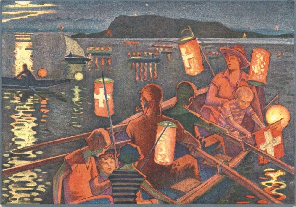 Bundesfeier Postkarte 1932, 1. August am Bielersee | Kaufen auf Ricardo