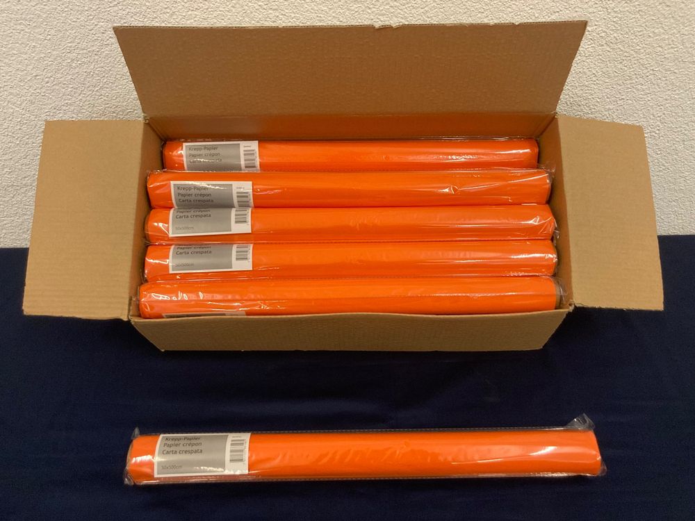 Krepp-Papier orange Karton mit 15 Rollen 50 x 500 cm (Neu und ...