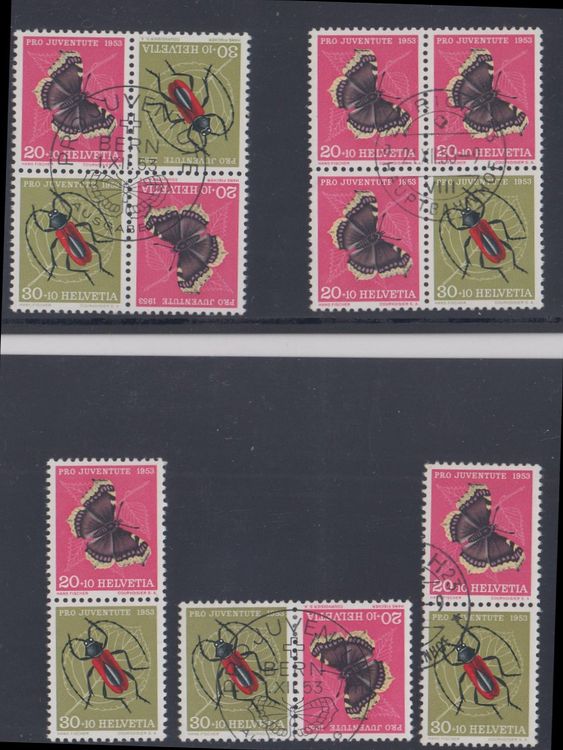 1953: Aus dem PJ-Kehrdruckbogen - VArianten **/ET/VOLL/gest. (Gebraucht) in Luzern für CHF 38 ...