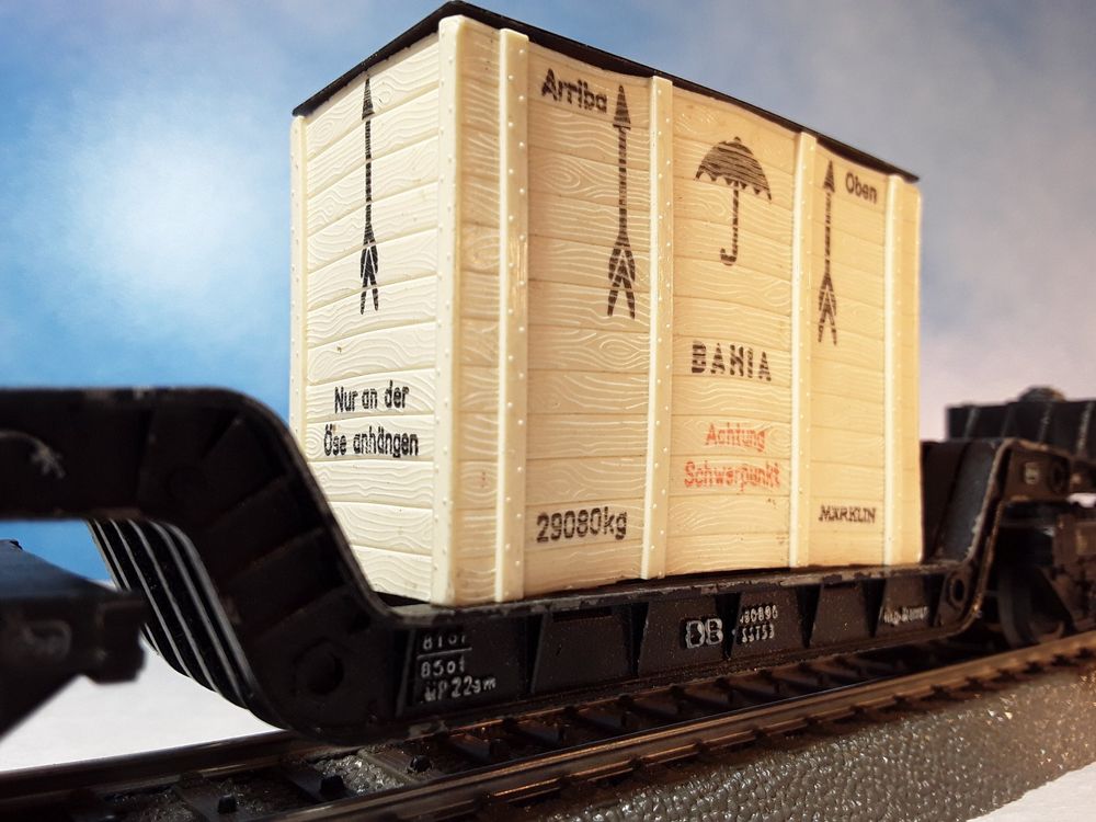 Märklin 4618 __ Tiefladewagen mit Kiste __ mit OVP _ Spur H0 | Kaufen ...