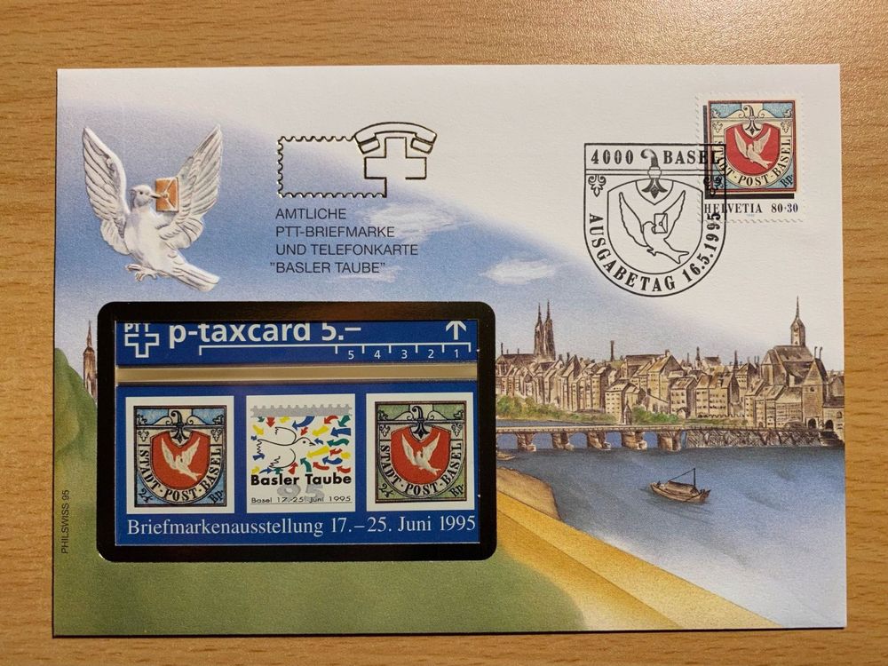 Basler Taube Briefmarke und Taxcard auf Sonderbrief 1995 (Gebraucht) in oberrüti für CHF 8.9 ...