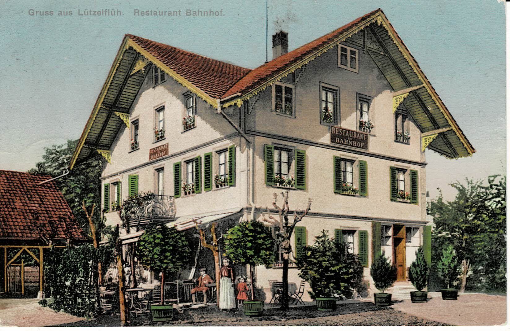 Gruss aus LÜTZELFLÜH Rest. Bahnhof BE gel. 1912! (Gebraucht) in ...
