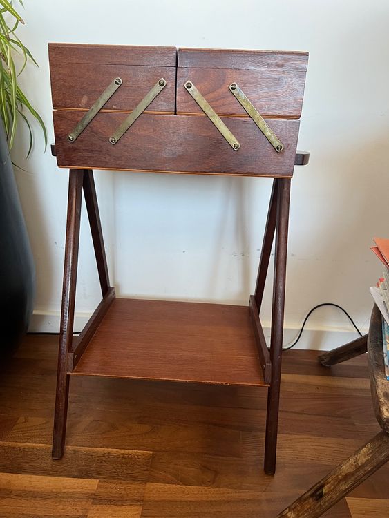 Retro Nähkästchen / Nähtischchen, Holz, Vintage, Top! (53) (Gebraucht ...