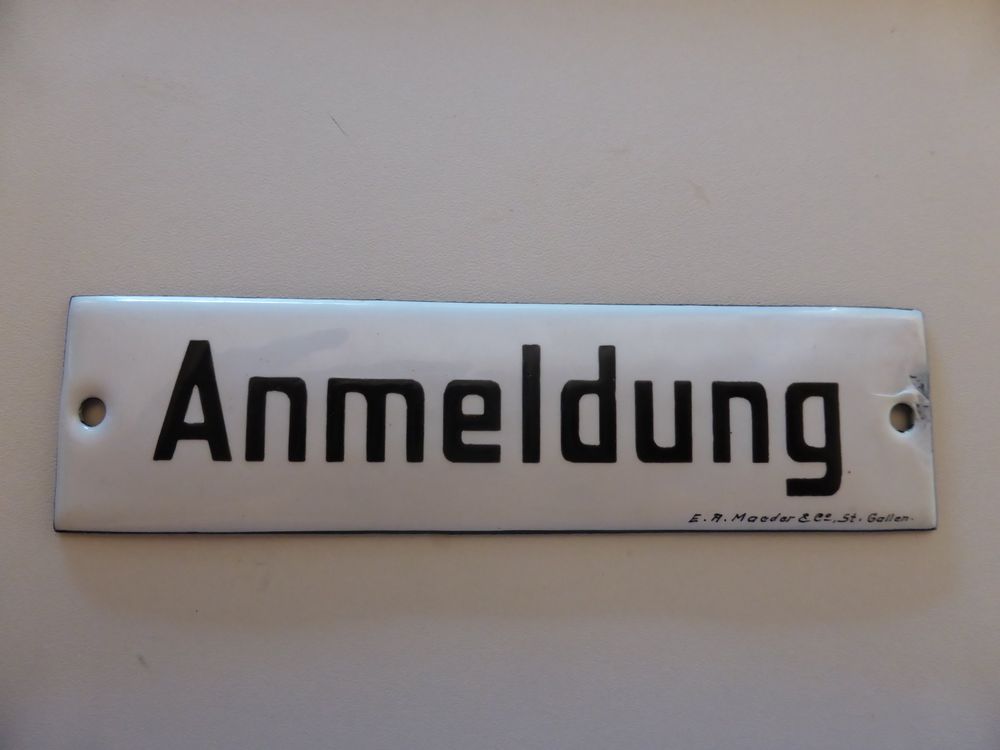 HINWEISSCHILD "ANMELDUNG" RAR 1920 - E.A. MAEDER ST. GALLEN | Kaufen auf Ricardo