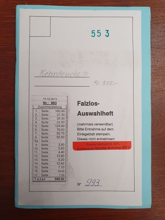 AUSWAHLHEFT Kehrdrucke falzlos - tolle Stücke zu entdecken | Kaufen auf Ricardo