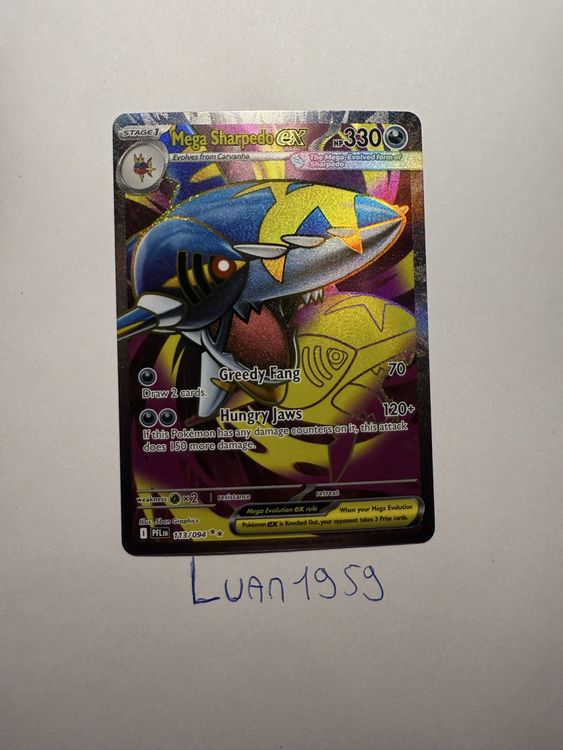 Pokémon Mega Sharpedo EX Full Art 113/094 MINT (Neuf (Voir description ...