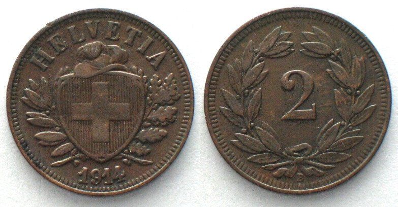 EIDGENOSSENSCHAFT 2 Rappen 1914 Bronze vz | Kaufen auf Ricardo