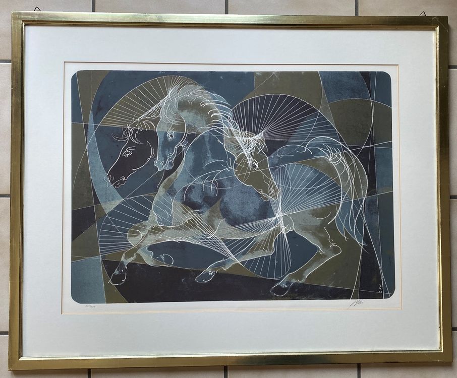 Hans Erni Lithografie «3 Pferde in Blau» (Gebraucht) in Brütten für CHF 450 – nur Abholung auf ...