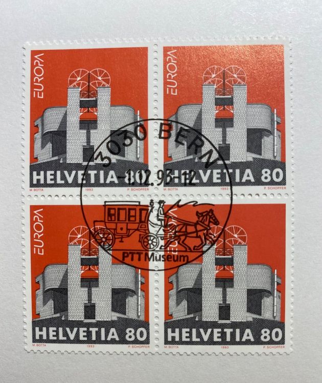 Kunstkarte und gestempelte Briefmarken - Mario Botta 1993 (Neu (gemäss ...
