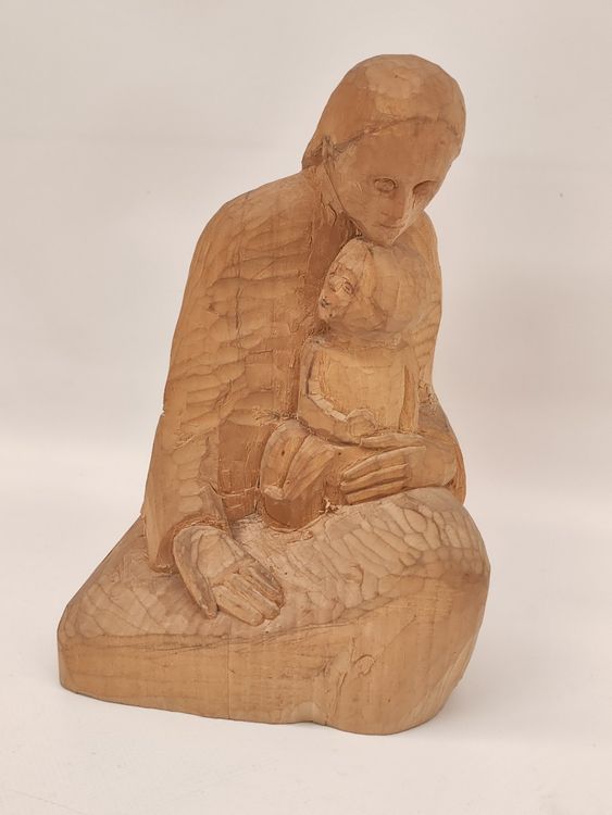 Statue Mutter mit Kind geschnitzt Holz 22cm | Kaufen auf Ricardo