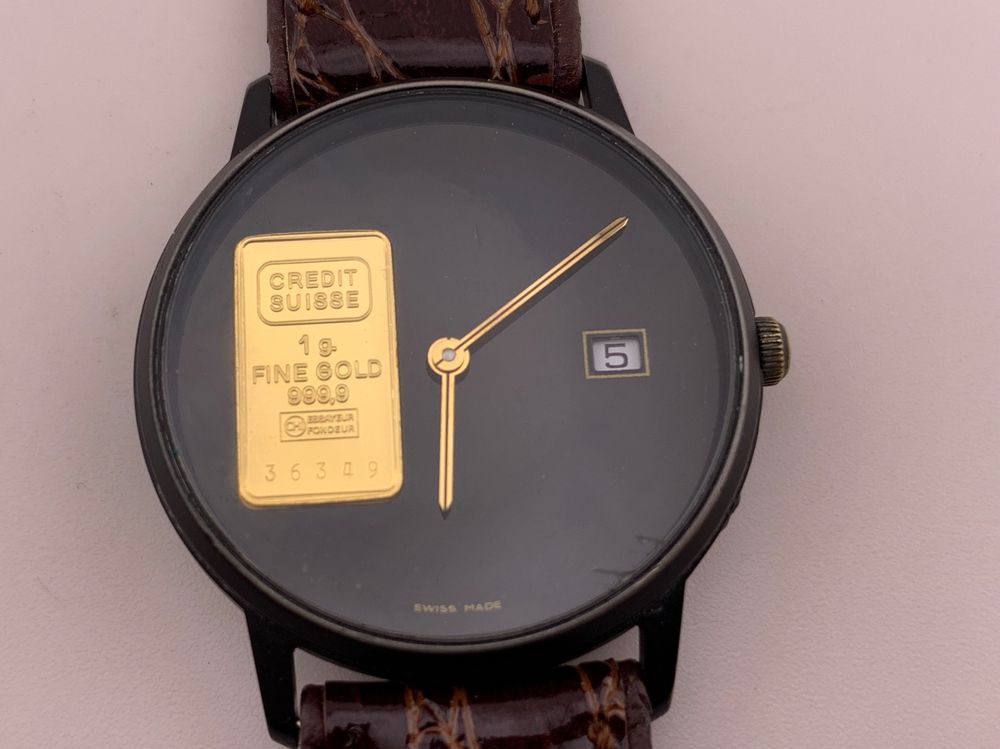 CREDIT SUISSE FINE GOLD 999.9 Herrenuhr läuft schöne Uhr (Gebraucht) in ...
