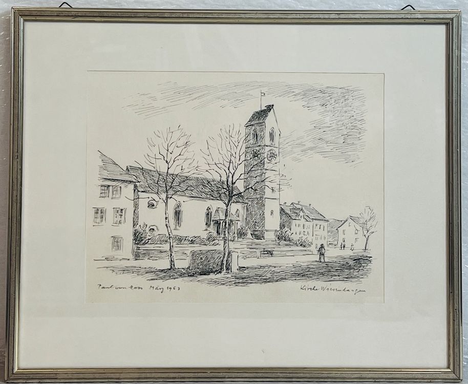 Alte Tuschzeichnung Unleserlich Handsigniert Datiert | Kaufen auf Ricardo