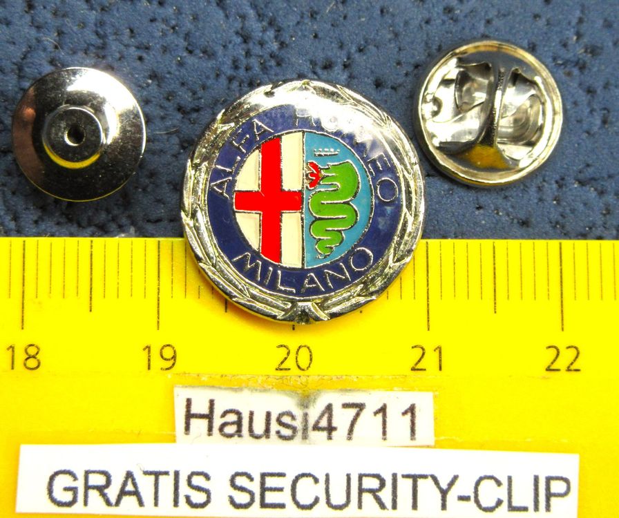 ALFA ROMEO MILANO AUTO LOGO PIN GLASIERT 19MM SILBRIG (Gebraucht) in ...