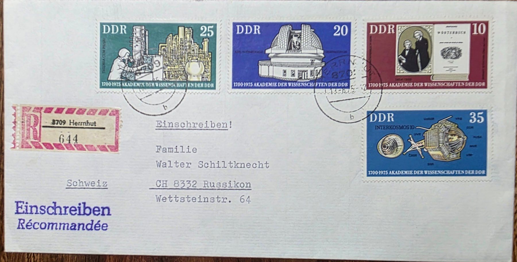 DDR Brief Komplette Serie 13.06.1975 reiste in die Schweiz (Gebraucht ...