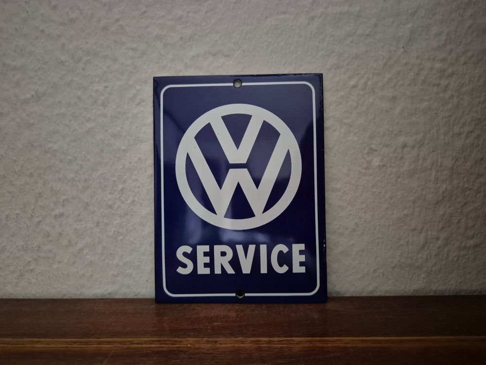 Emailschild VW Service Automobil Logo Emaille Schild Reklame | Kaufen ...