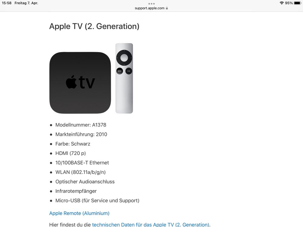 Apple TV 2. Generation Model A1378 (Gebraucht) in Dübendorf für CHF 10 ...